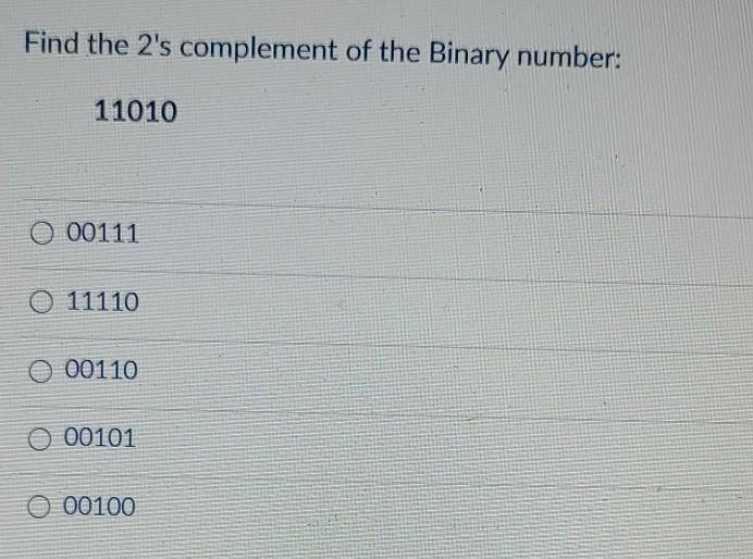 Solved Find The 2 S Complement Of The Binary Number 11010 O