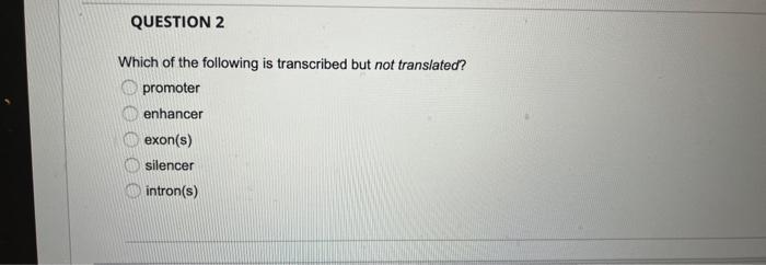Solved Which of the following is transcribed but not | Chegg.com