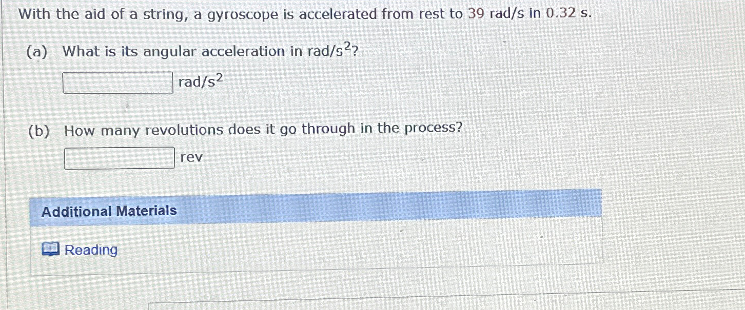 Solved With the aid of a string, a gyroscope is accelerated | Chegg.com