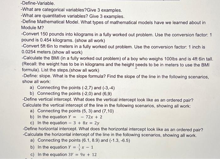  Solved Define Variable What Are Categorical Variables