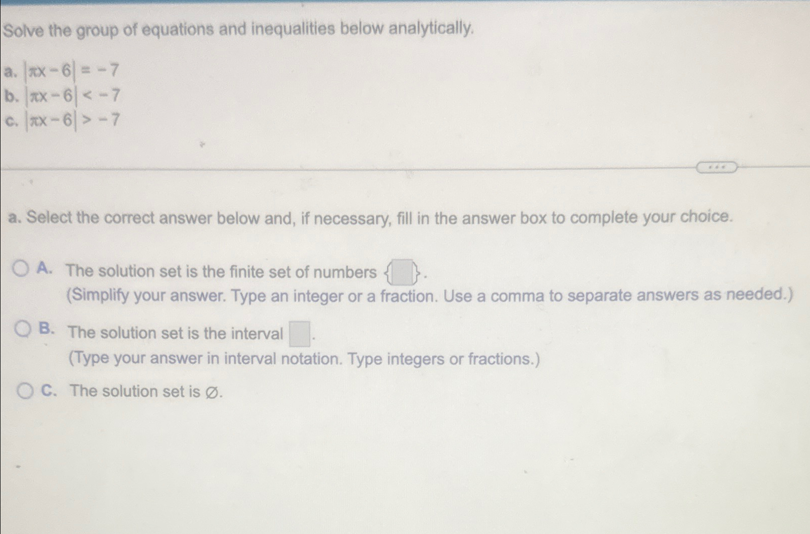 Solved Solve the group of equations and inequalities below | Chegg.com