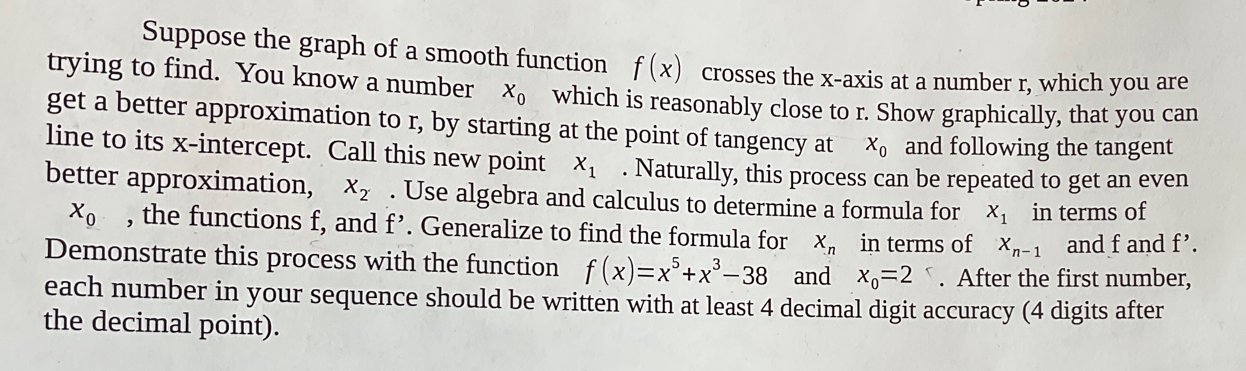 Suppose the graph of a smooth function f(x) ﻿crosses | Chegg.com