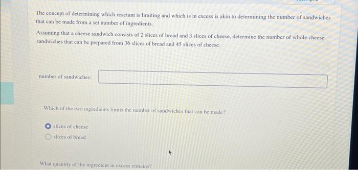 Solved The concept of determining which reactant is limiting | Chegg.com