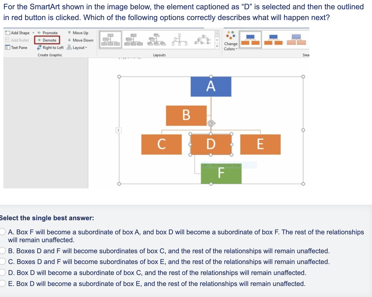 Solved For the SmartArt shown in the image below, the | Chegg.com
