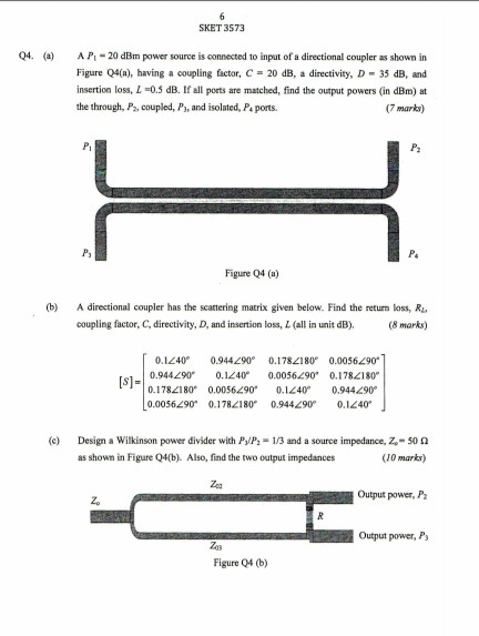 SKET 3573 Q4. (a) AP, -20 dBm power source is | Chegg.com
