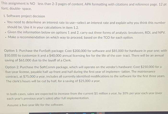 Solved This assignment is NO less than 2-3 pages of content. | Chegg.com