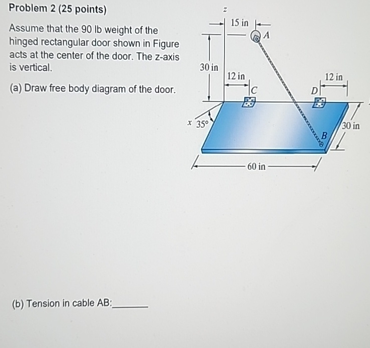 Solved Problem 2 ( 25 ﻿points)Assume that the 90 ﻿lb weight | Chegg.com
