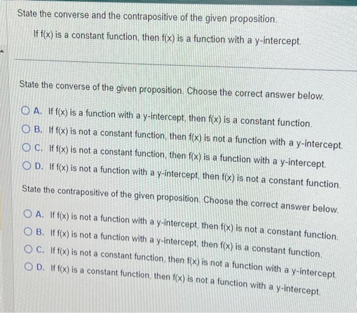Solved State the converse and the contrapositive of the | Chegg.com