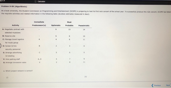 Solved Calculator Problem 9-09 (Algorithmic) At a local | Chegg.com