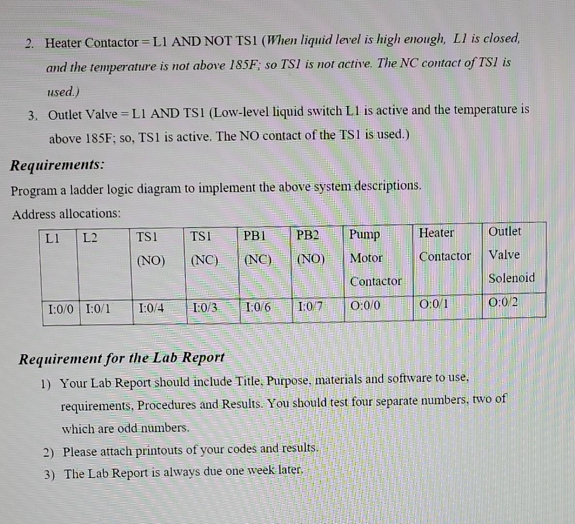 Solved Purpose This lab is a PLC programming exercise using | Chegg.com