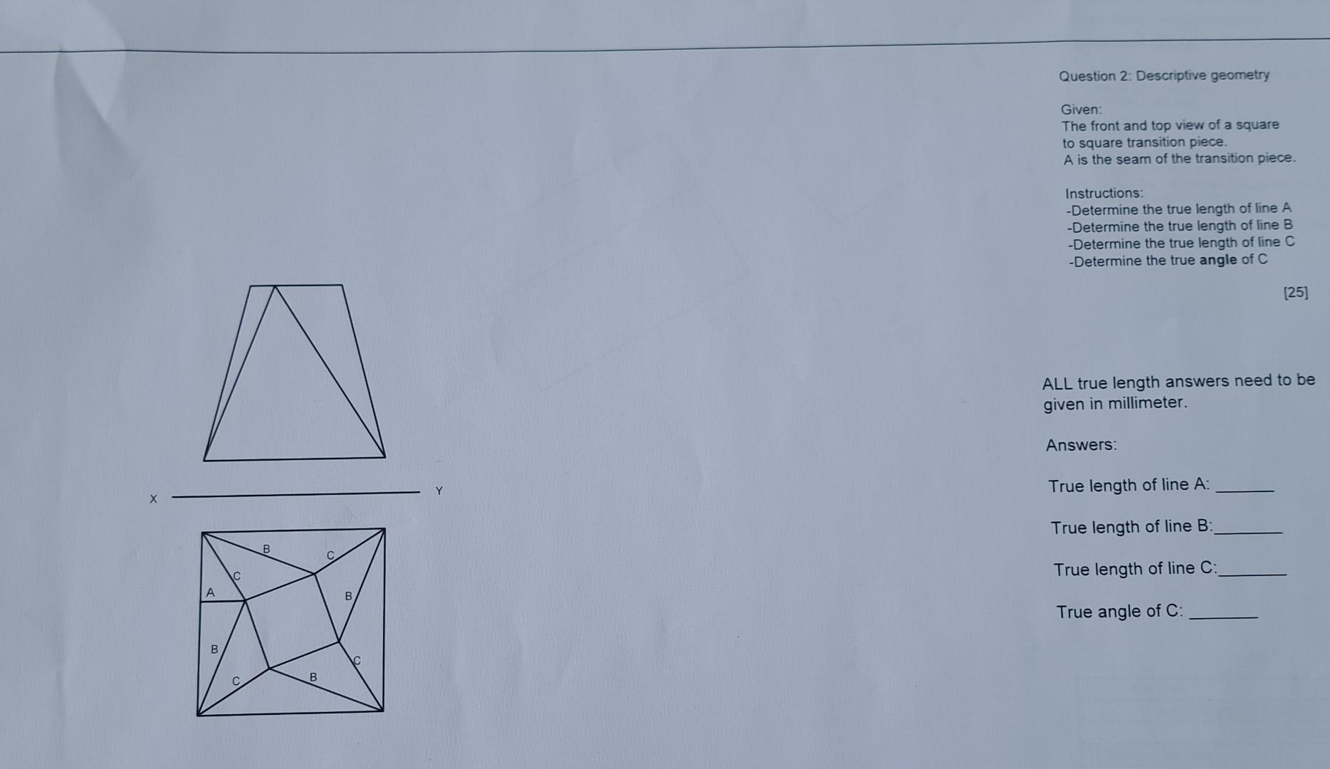 Solved Question 2: Descriptive geometry Given: The front and | Chegg.com