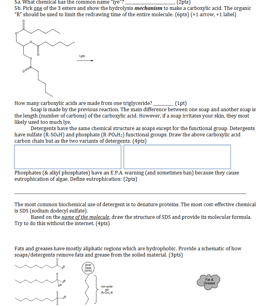 5a. ﻿What chemical has the common name "lye"? \( 5 ﻿b | Chegg.com
