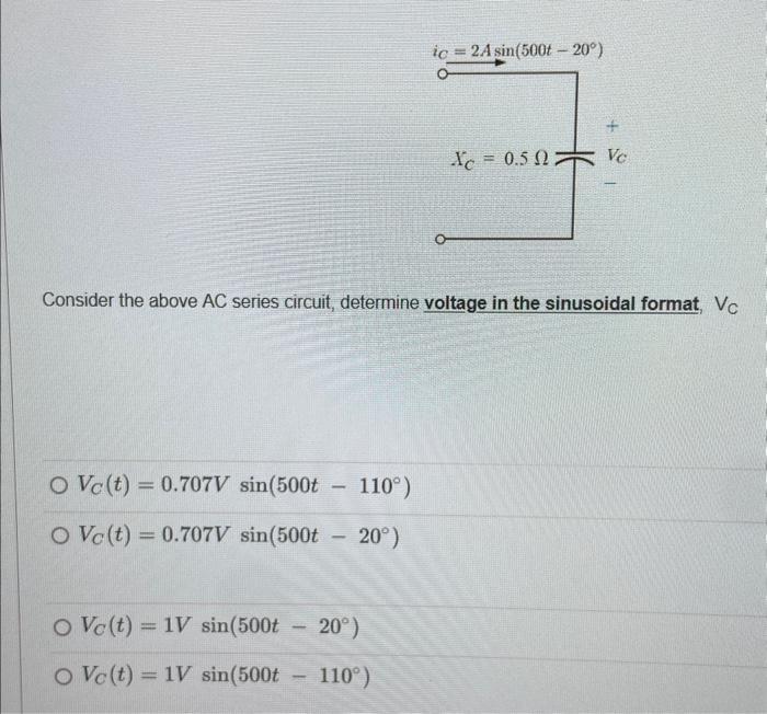 Solved Consider the above AC series circuit, determine | Chegg.com