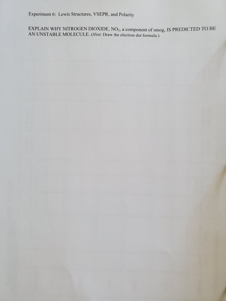 Solved Experiment 6: Lewis Structures, VSEPR, and Polarity | Chegg.com