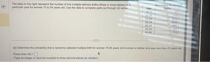 Solved The data on the right represent the number of live | Chegg.com
