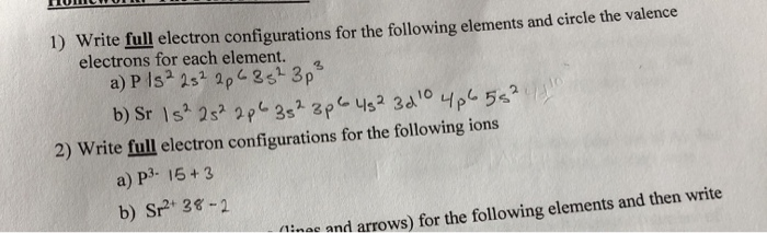 Solved FIUMILIVUI 1) Write full electron configurations for | Chegg.com