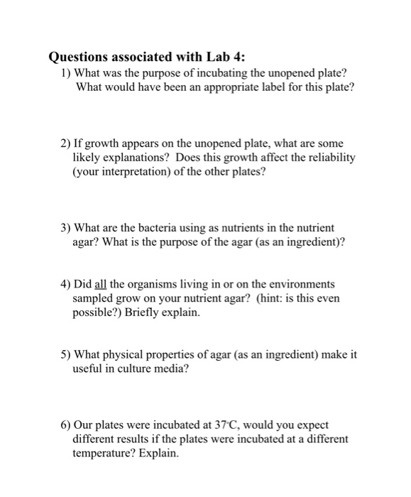 LAB 4 UBIQUITY OF MICROORGANISMS Lab - 4A Laboratory | Chegg.com