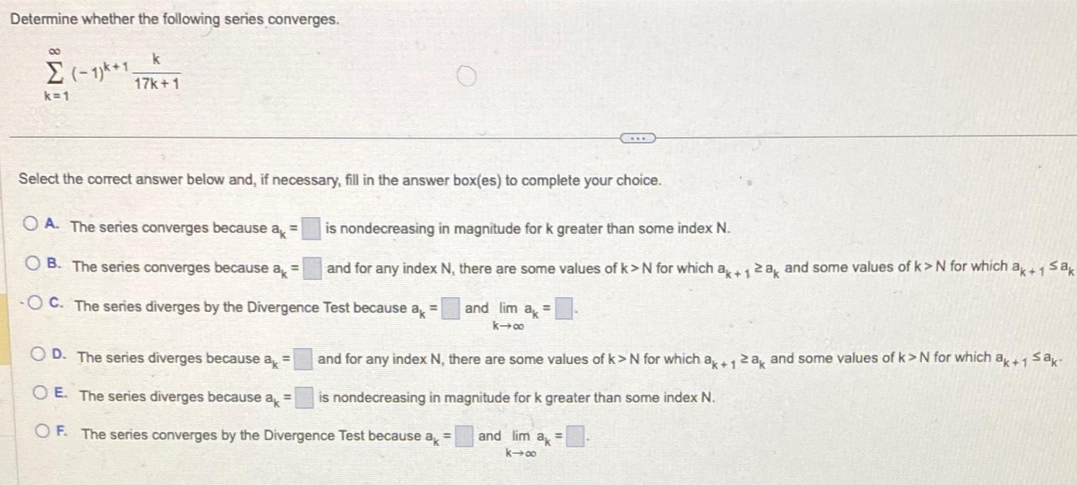 Solved Determine whether the following series | Chegg.com