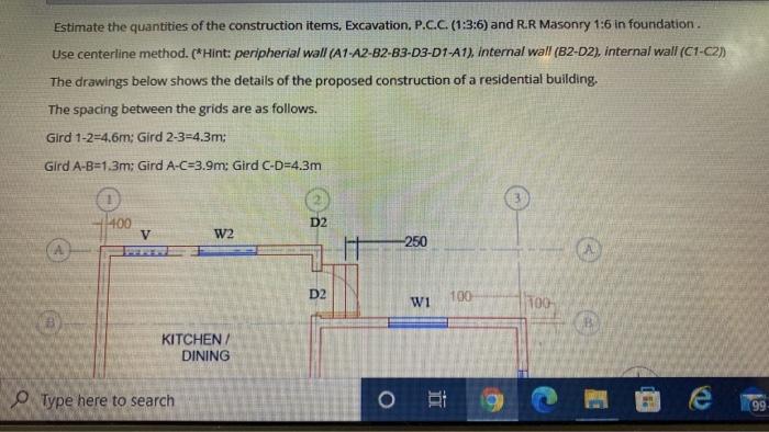 Solved Estimate the quantities of the construction items, | Chegg.com