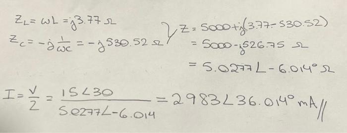 Solved =15cos(120πt+30∘)V,R=SkΩL=10mHC1=5mF 1) Find the pown | Chegg.com