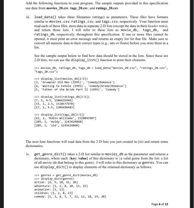 Solved Add the following functions to your program. The | Chegg.com