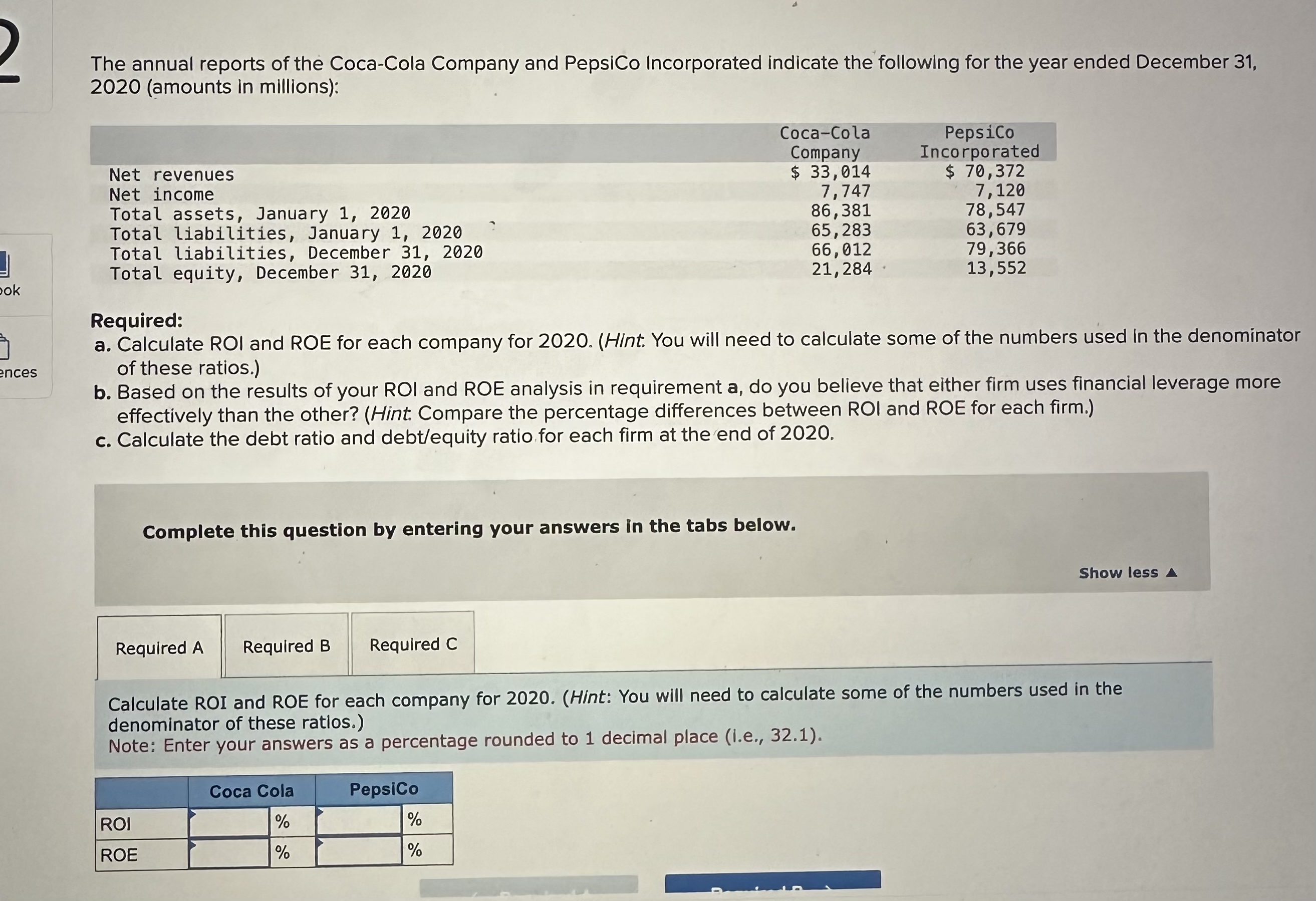 Solved The annual reports of the Coca-Cola Company and | Chegg.com