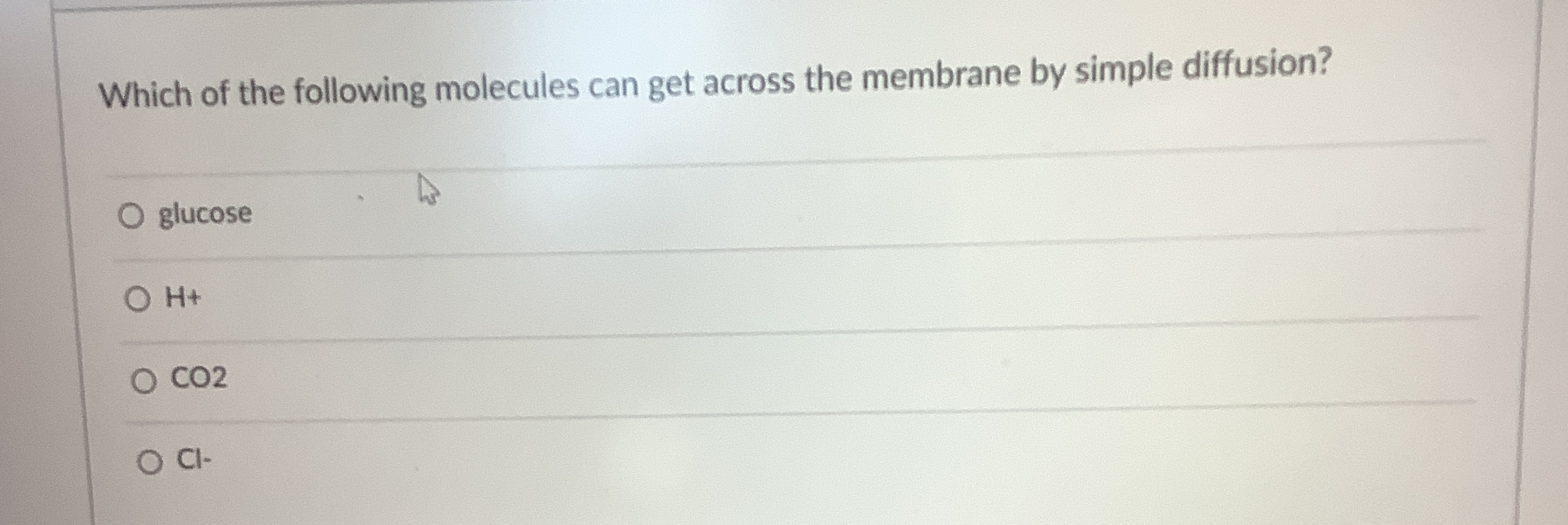 Solved Which of the following molecules can get across the | Chegg.com