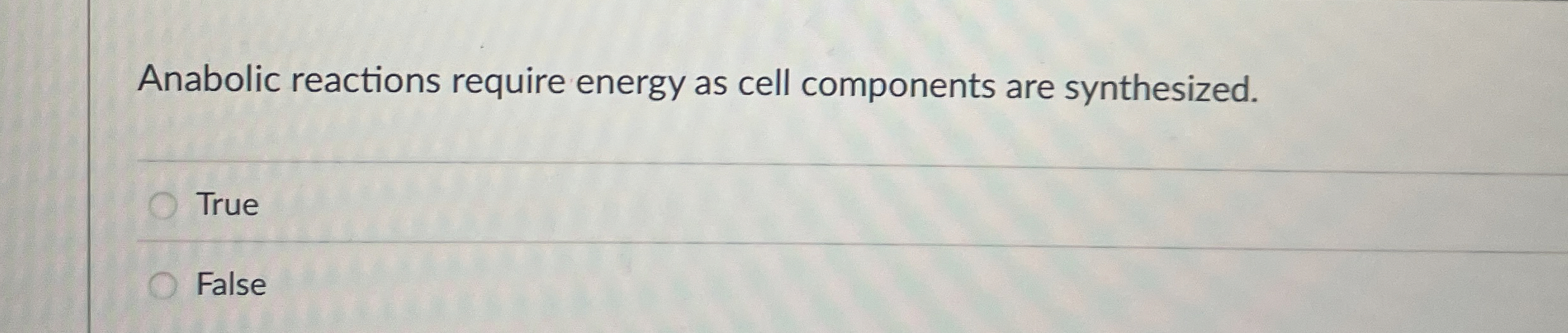 Solved Anabolic reactions require energy as cell components | Chegg.com