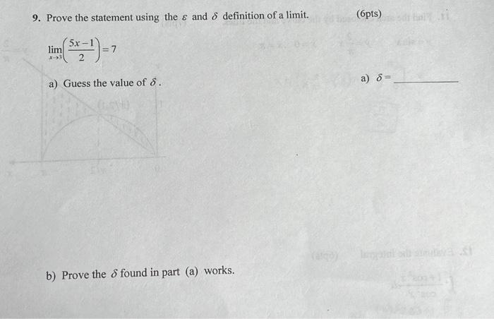 Solved 9. Prove the statement using the & and d definition | Chegg.com