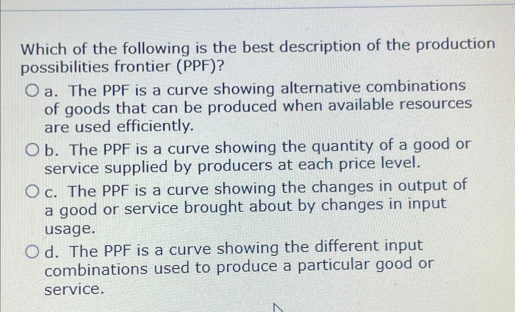 Solved Which of the following is the best description of the | Chegg.com