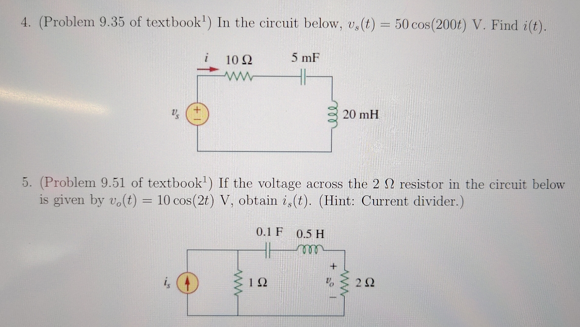 Solved (Problem 9.35 ﻿of textbook ?1 ) ﻿In the circuit | Chegg.com