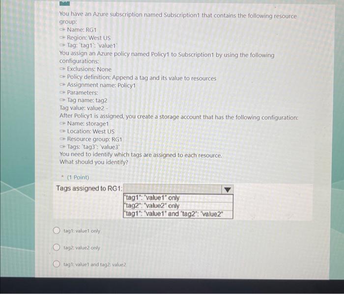 Solved You have an Azure subscription named Subscriptiont | Chegg.com