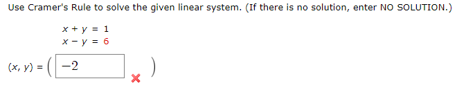 Solved Use Cramer's Rule to solve the given linear system. | Chegg.com
