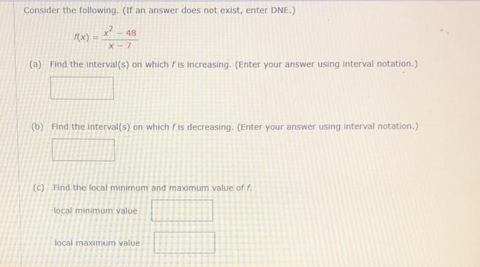 Solved Consider the following. (If an answer does not exist, | Chegg.com