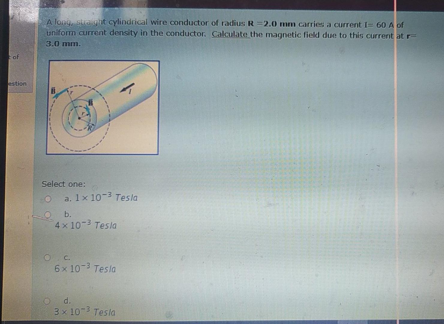 Solved A long, straight cylindrical wire conductor of radius | Chegg.com