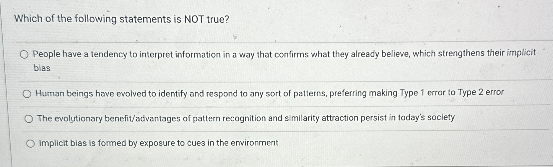 Solved Which of the following statements is NOT true?People | Chegg.com