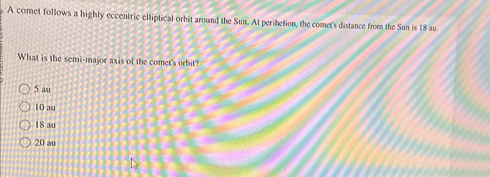 Solved A comet follows a highly eccentric elliptical orbit | Chegg.com