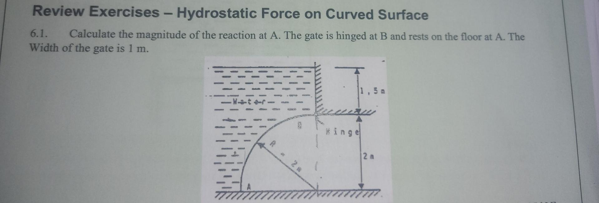 Solved - Review Exercises - Hydrostatic Force on Curved | Chegg.com