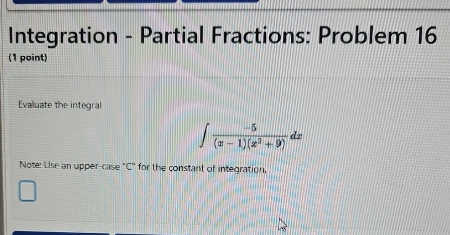 Solved Integration - ﻿Partial Fractions: Problem 16(1 | Chegg.com