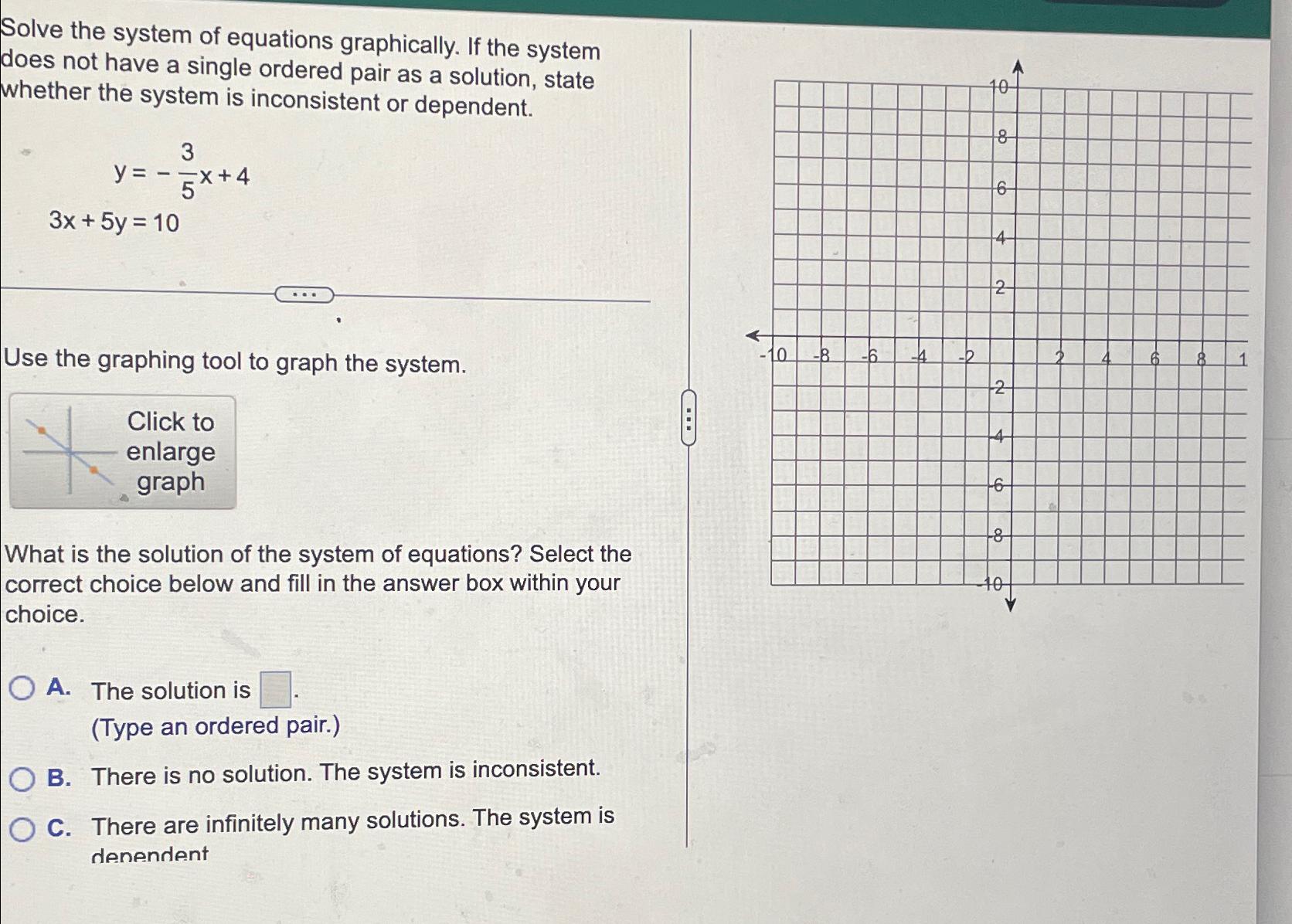 Solved Solve the system of equations graphically. If the | Chegg.com