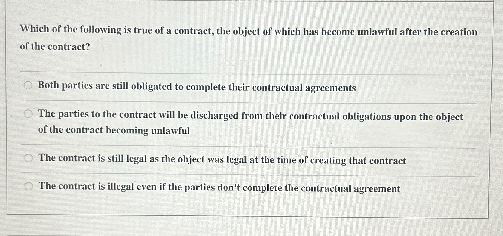 Solved Which of the following is true of a contract, the | Chegg.com