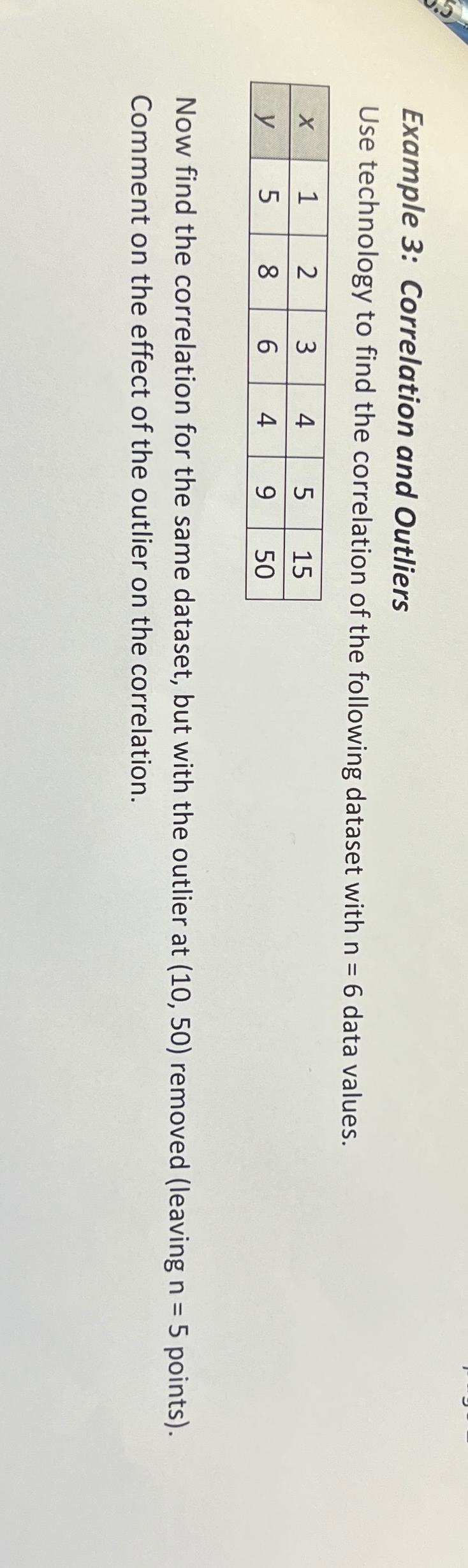 Solved Example 3: Correlation and OutliersUse technology to | Chegg.com