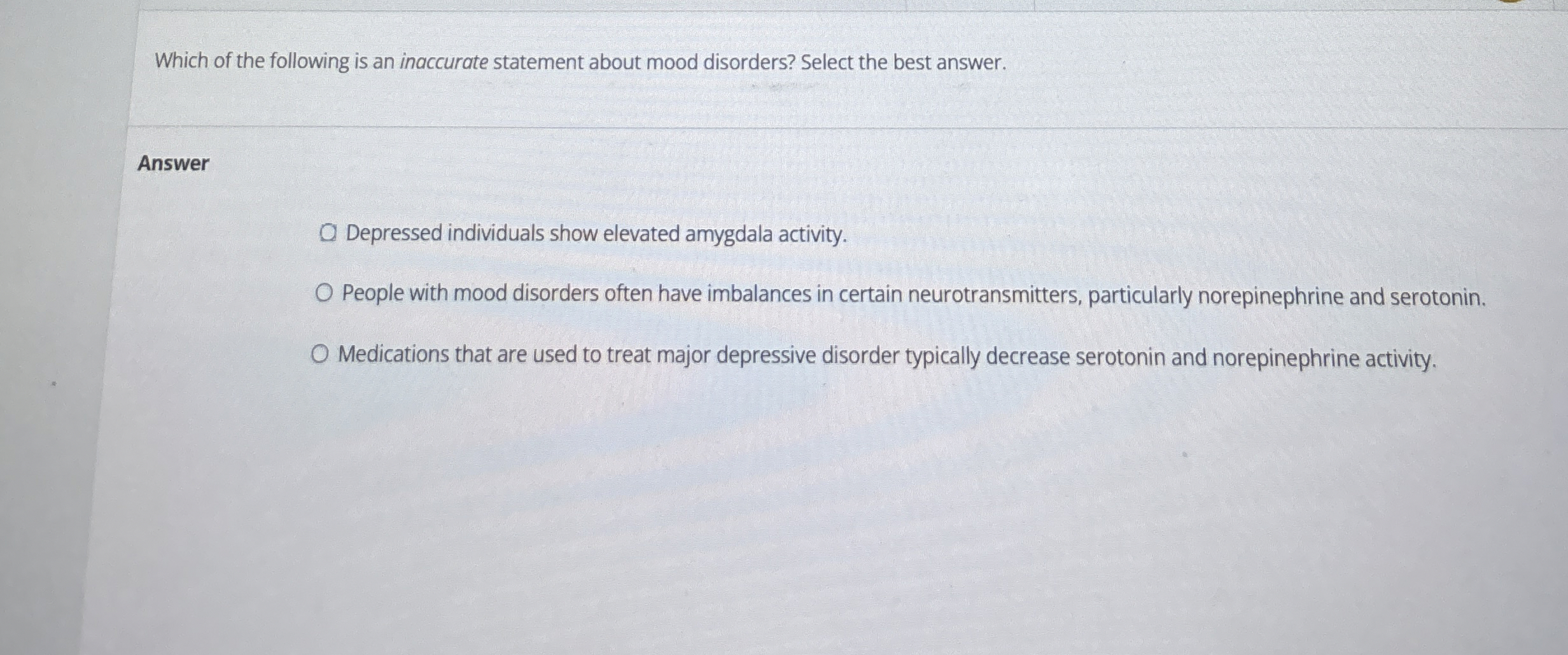 Solved Which of the following is an inaccurate statement | Chegg.com