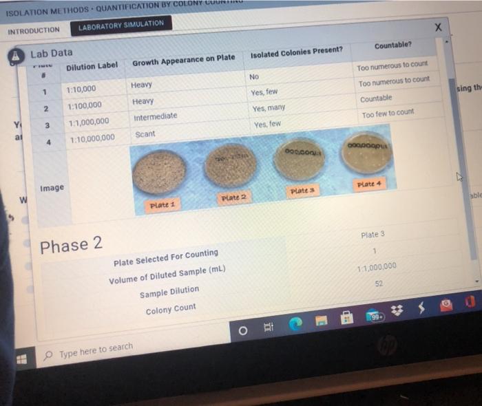 Solved Isolation Methods Quantification By Colony Buurt 