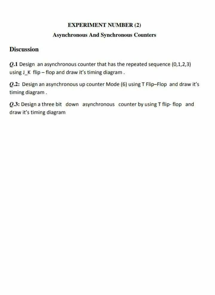 Solved EXPERIMENT NUMBER Asynchronous And Synchronous | Chegg.com