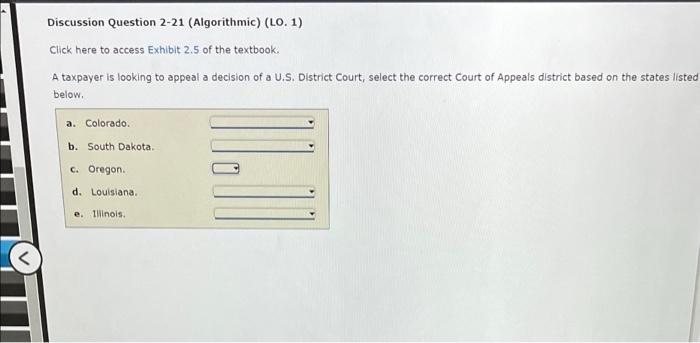 Solved Discussion Question 2-21 (Algorithmic) (LO. 1) Click | Chegg.com