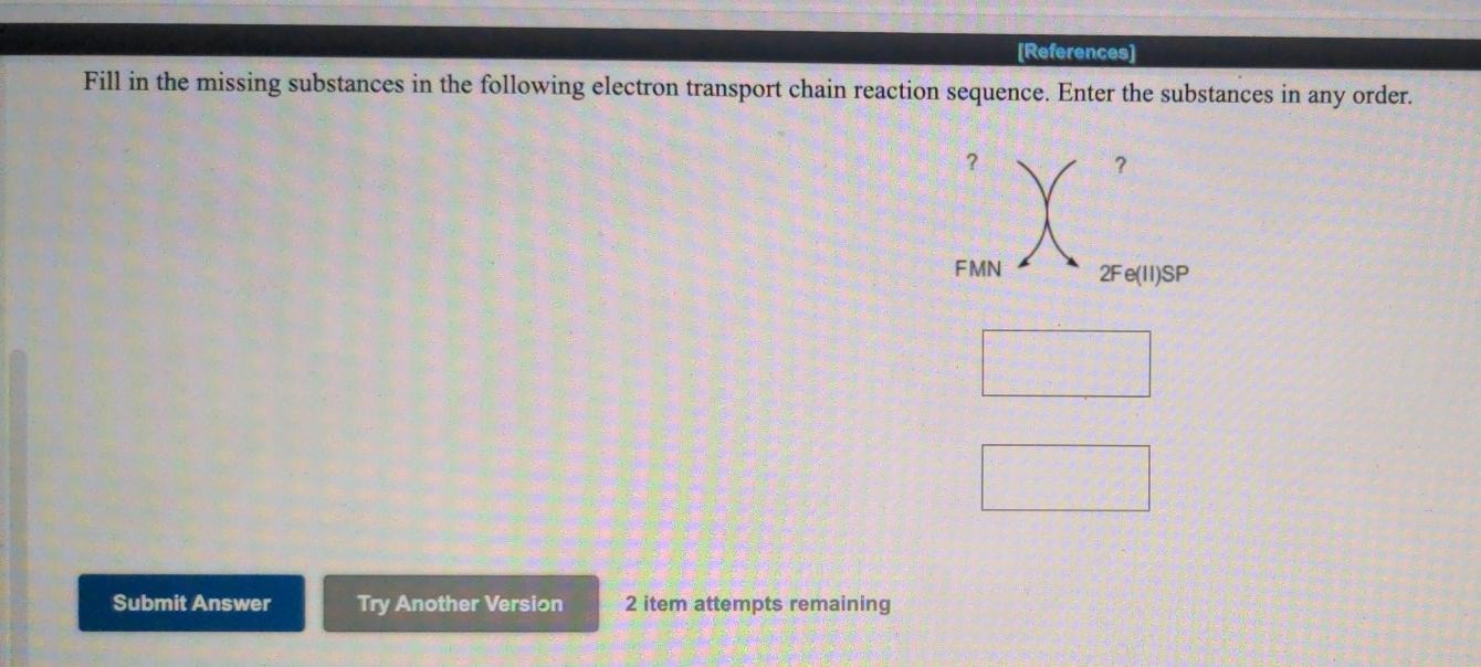 Solved (References] Fill in the missing substances in the | Chegg.com