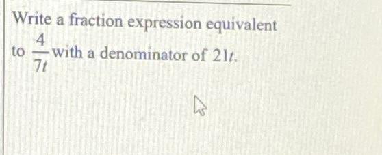 Solved Write a fraction expression equivalent 4 to with a | Chegg.com