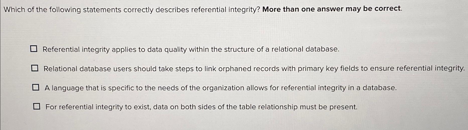 Solved Which of the following statements correctly describes | Chegg.com