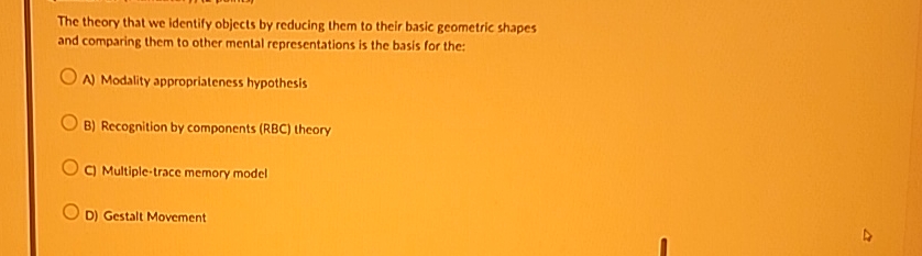 Solved The theory that we identify objects by reducing them | Chegg.com